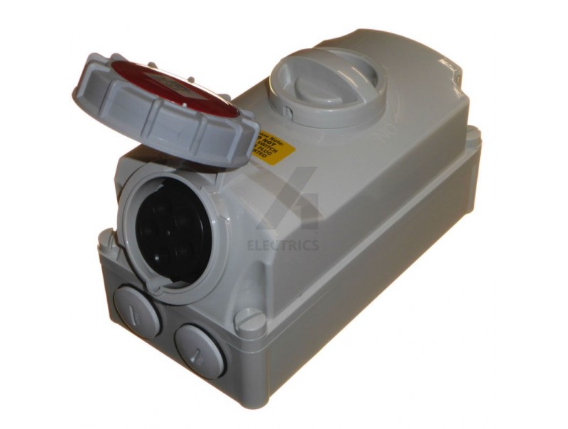 16 amp 5 pin 380 - 415V volt red surface mount socket with interlock