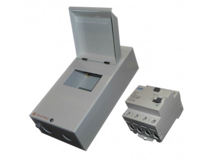 80 Amp 30mA 4 Pole RCD Trip Switch inside a Metal Enclosure