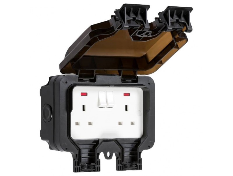 Buy Knightsbridge OP9N - Black Double Socket Designed For Outside Use ...
