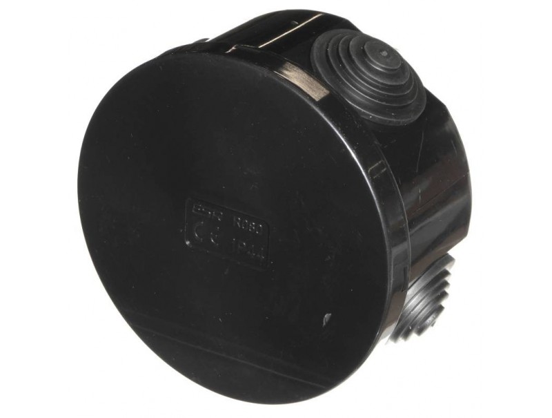 Black Round 80mm Junction Box with Grommets IP44 - A1 Electrics (N.I ...
