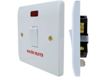 20 Amp Single Water Immersion Heater Switch with Neon Round Edge White