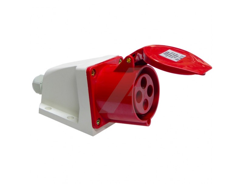 32A 4 pin 380 - 415 volt red surface socket