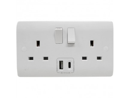 Buy SL406UA+C Double Socket with 2 USBs