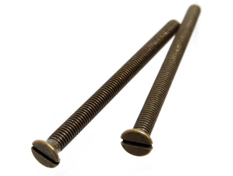 2 x M3.5 x 50mm Antique Brass Long Switch Screws for Switches and Sockets