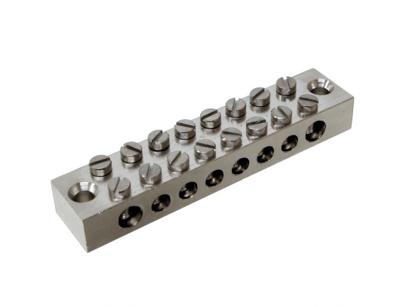 Buy 8 Way Earthing Block, Solid Brass, Nickel Plated
