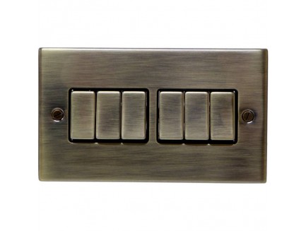 Buy 6 Gang 2 Way Antique Brass Light Switch