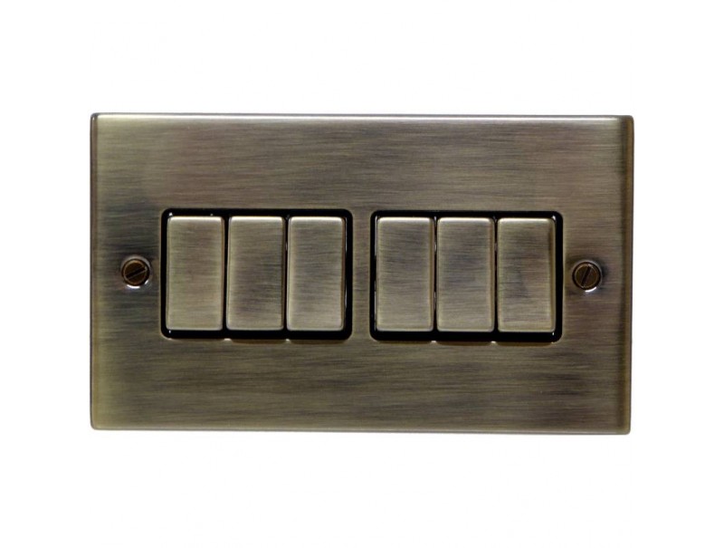 Buy 6 Gang 2 Way Antique Brass Light Switch
