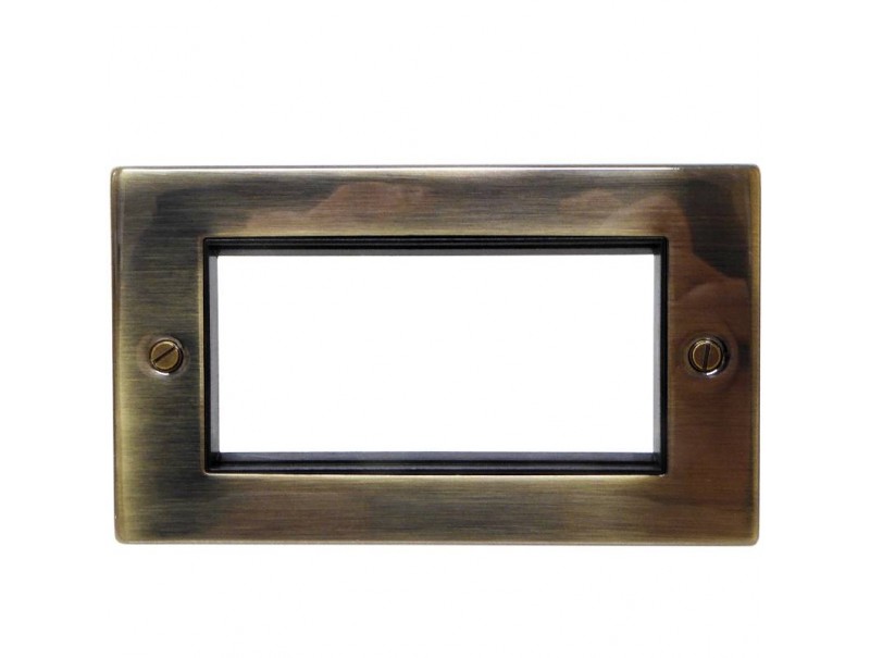 Buy 2 Gang 4 Euro Module Plate Antique Brass Switch