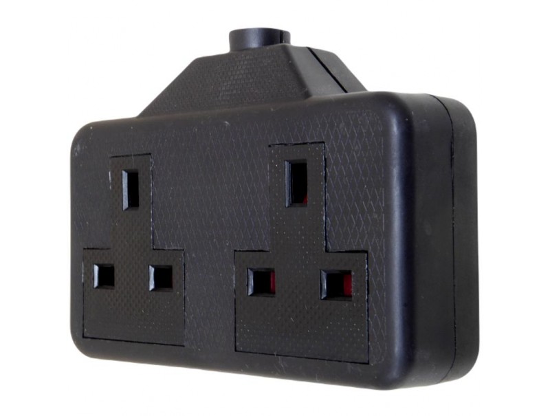Buy Black 2 Gang Trailing Socket