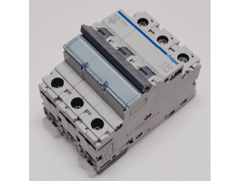 Hager NCN316A 16 Amp Type C 10kA Triple Pole MCB
