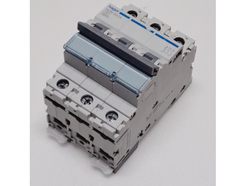 Hager NCN363A 63 Amp Triple Pole Type C 10kA MCB Circuit Breaker