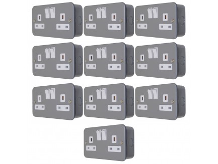 Bulk 13A Double Pole 2 Gang Switched Socket with Metal Clad Back Box