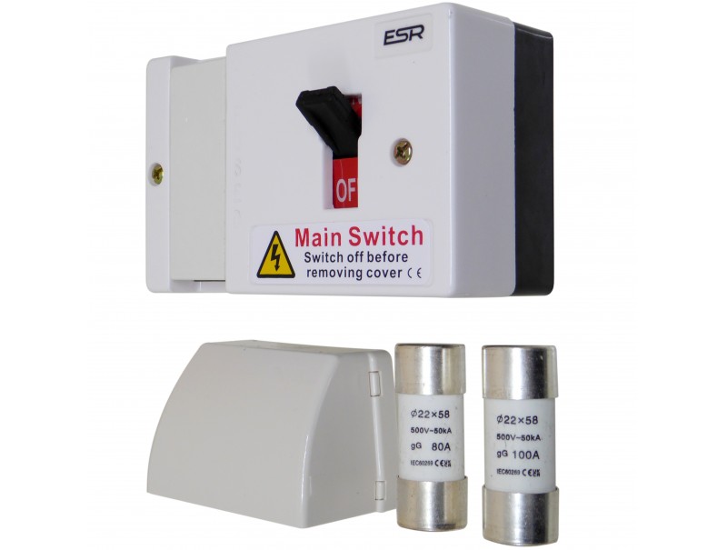 Fused Isolator Switch with 80A & 100A 22x58 Fuses – Cable Shroud Included